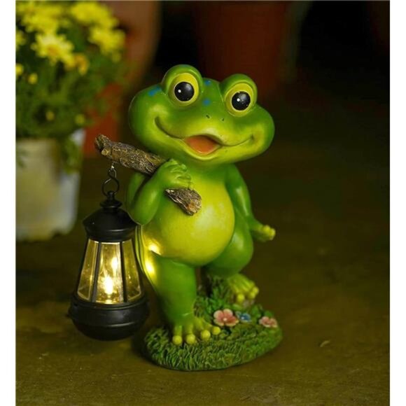 Accents | Frog Garden Decoration With Solar Lantern Resin Solar Frog ...